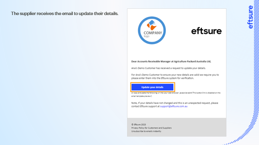Supplier Details Change Request – EFTsure US