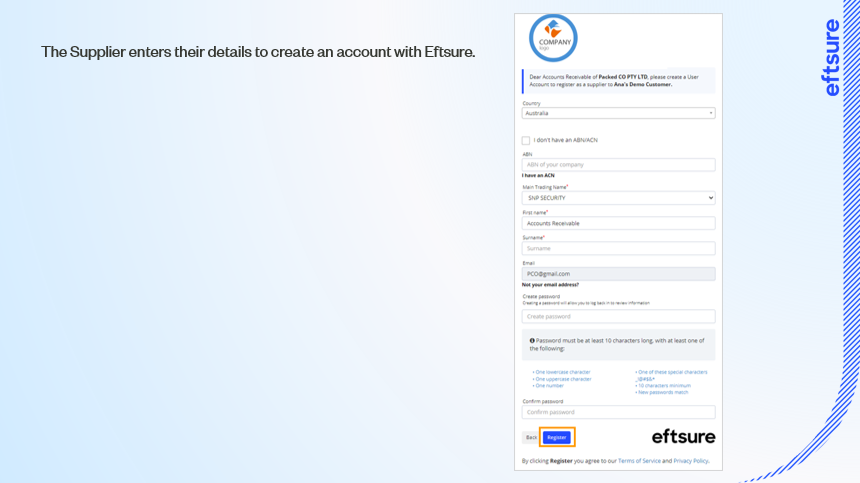Supplier Details Change Request – EFTsure US