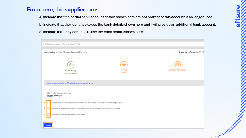 Supplier Details Change Request – EFTsure US