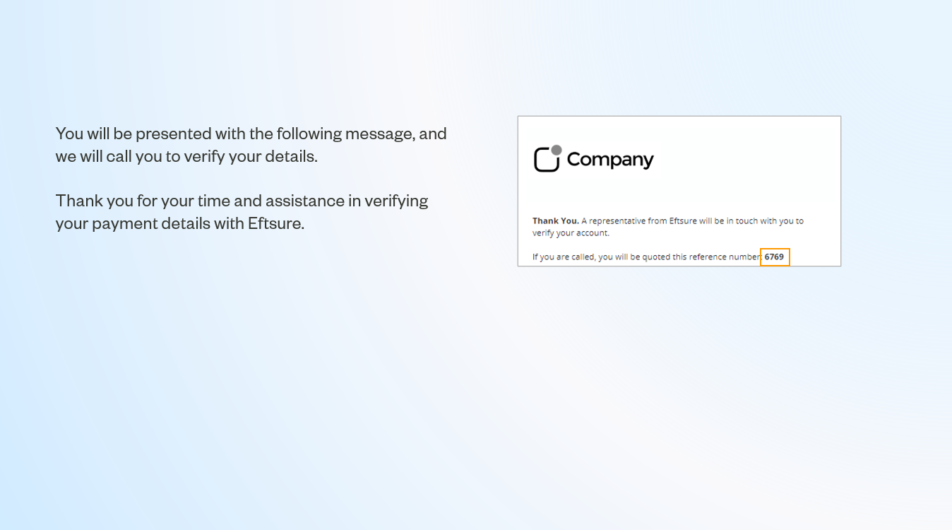 New Bank Account Verification – EFTsure US