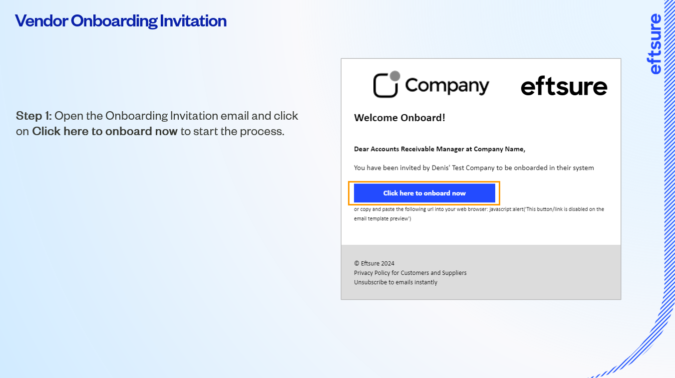 Onboarding Invite – EFTsure US